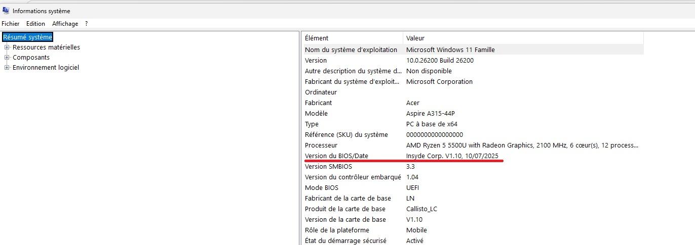 UPGRADE BIOS ORDINATEUR ASPIRE - Windows 11 - Communauté du Crabe